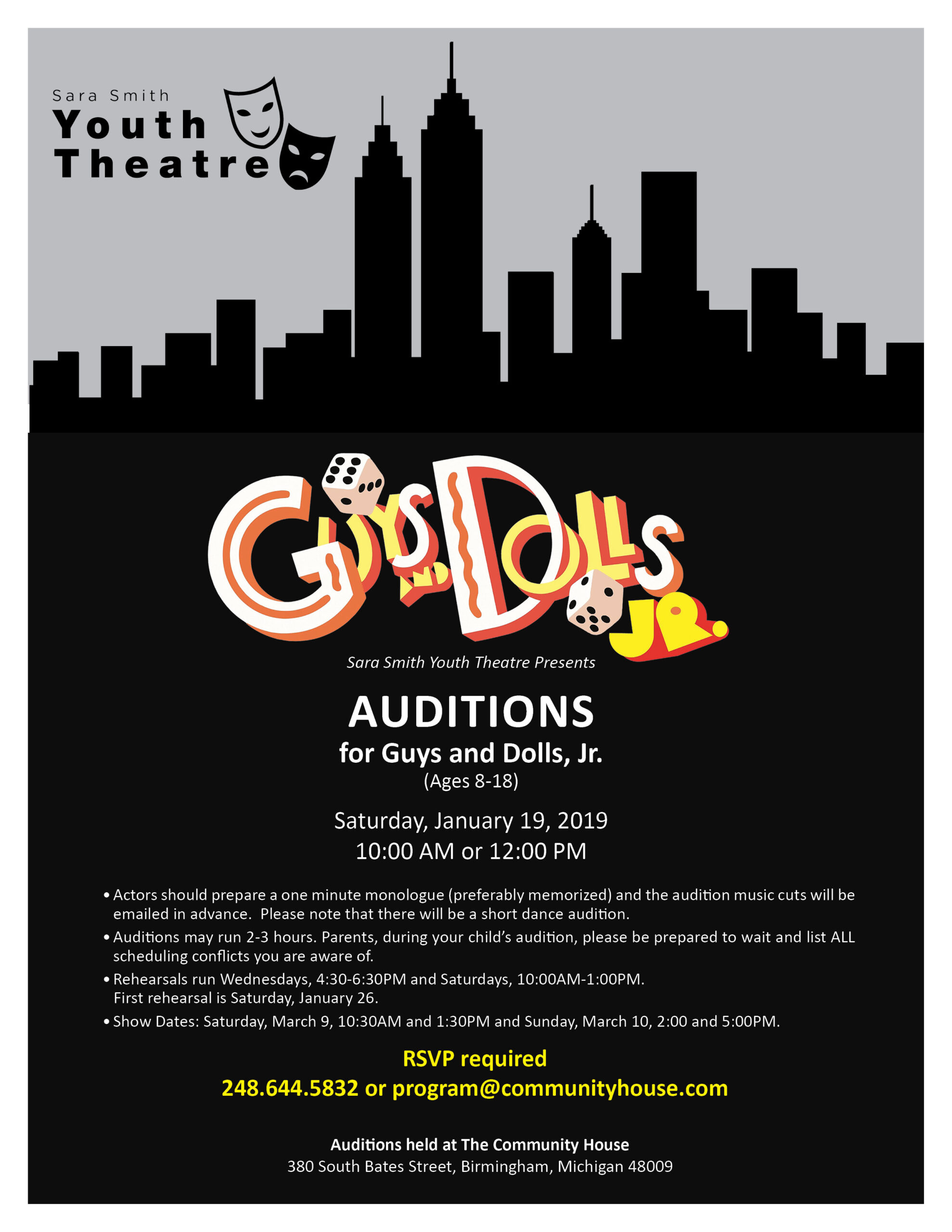 Guys and Dolls Jr. 2019 flyer - The Community House